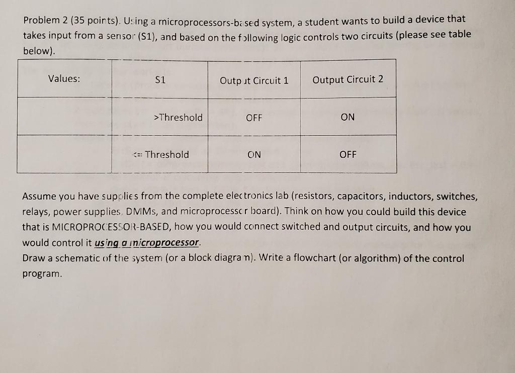 Solved Problem 2 (35 points). Using a microprocessors-based | Chegg.com