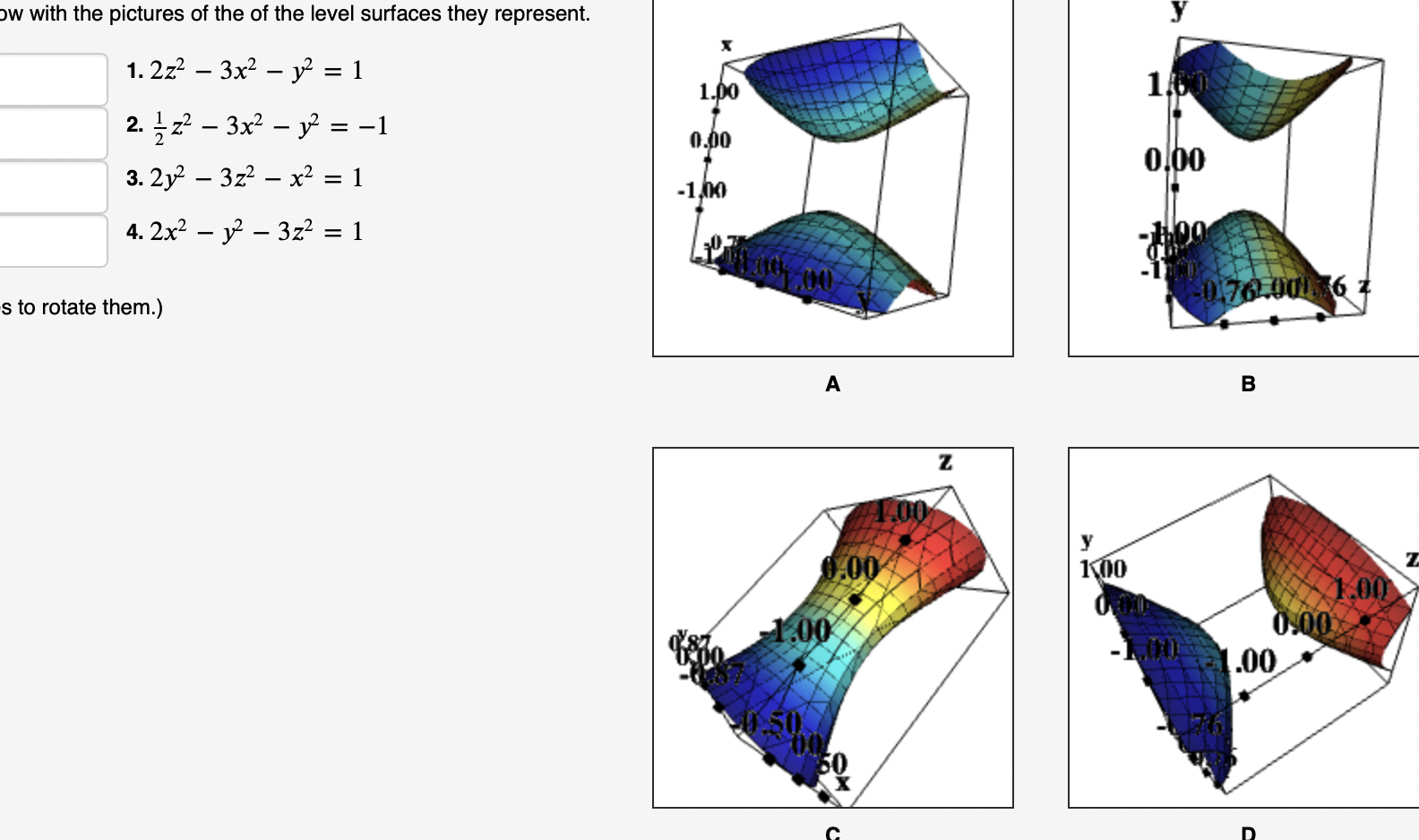 ow with the pictures of the of the level surfaces | Chegg.com