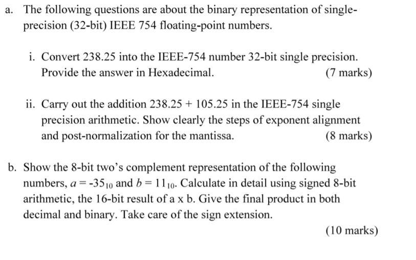 Solved a. The following questions are about the binary | Chegg.com