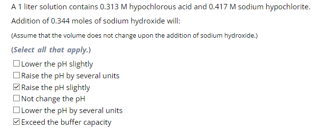 Solved A 1 liter solution contains 0.313M hypochlorous acid | Chegg.com