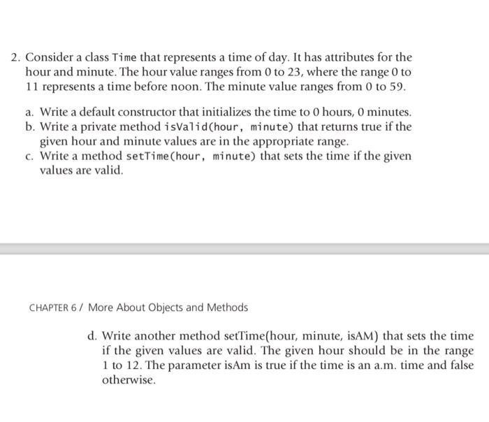 Solved 2. Consider a class Time that represents a time of | Chegg.com