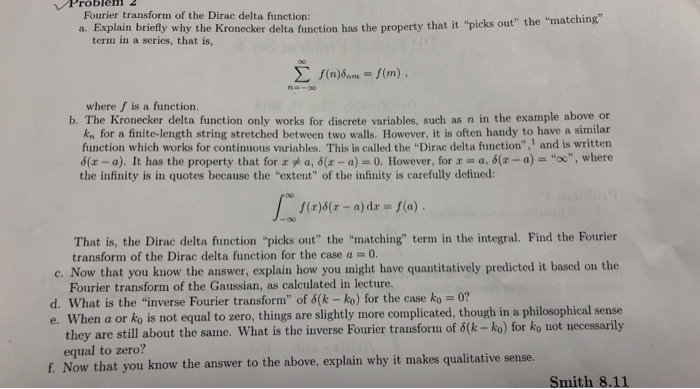 Solved Problem2 Fourier transform of the Dirac delta | Chegg.com