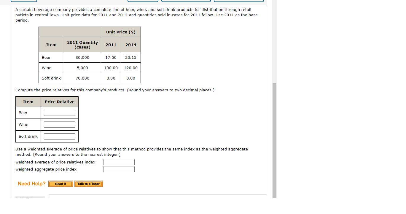 Solved A certain beverage company provides a complete line | Chegg.com