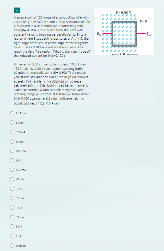 Solved 14 A square coil of 100 loops of a conducting wire | Chegg.com
