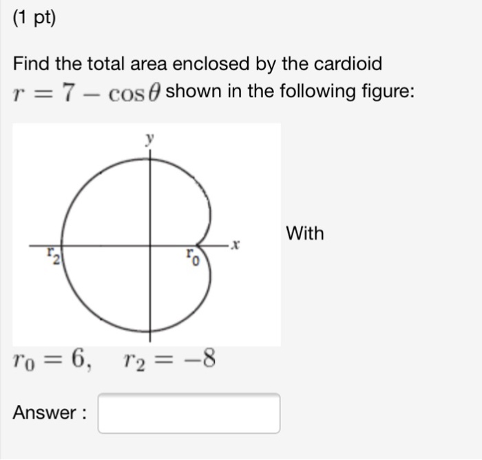 Solved (1 pt) Find the total area enclosed by the cardioid r | Chegg.com
