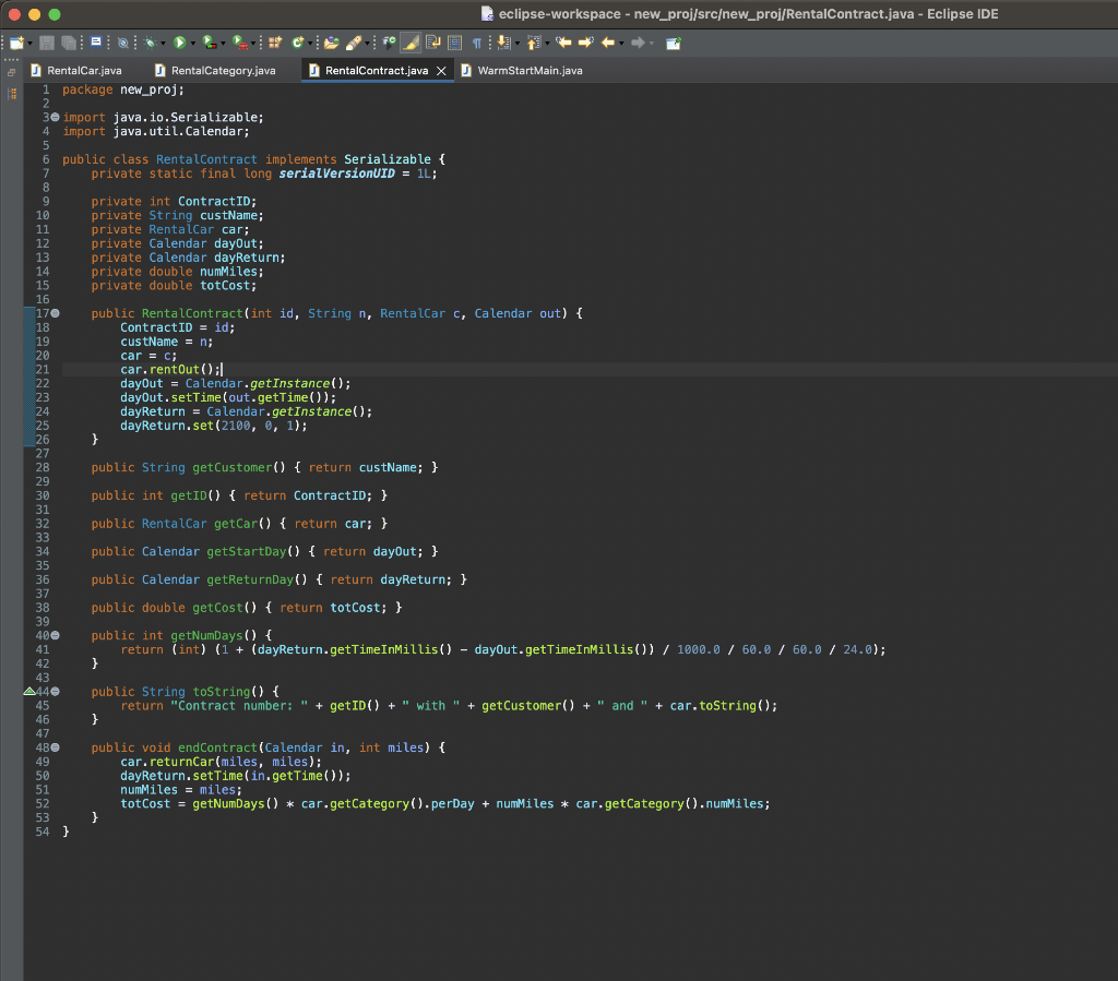 Solved Ј RentalCar.java × J RentalCategory.java J | Chegg.com
