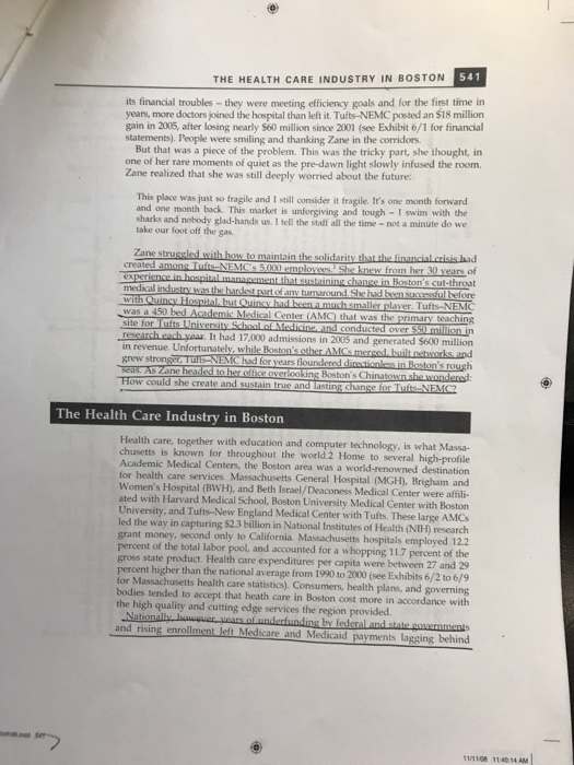 Solved 6 CASE Ellen Zane - Leading Change at Tufts-NEMC It | Chegg.com
