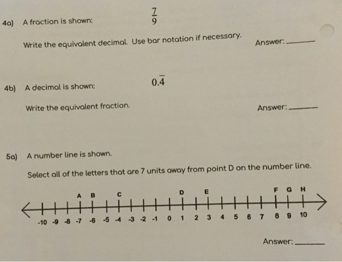 Solved 40) A fraction is shown: Write the equivalent decimal | Chegg.com