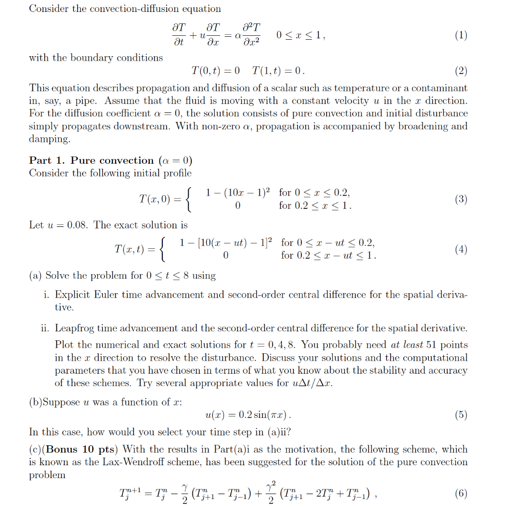 Consider the convection-diffusion equation ar ƏT ᎧᎢ | Chegg.com