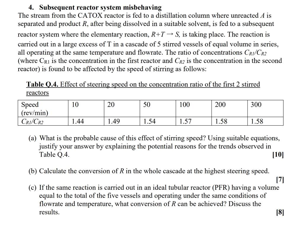 Solved The stream from the CATOX reactor is fed to a | Chegg.com