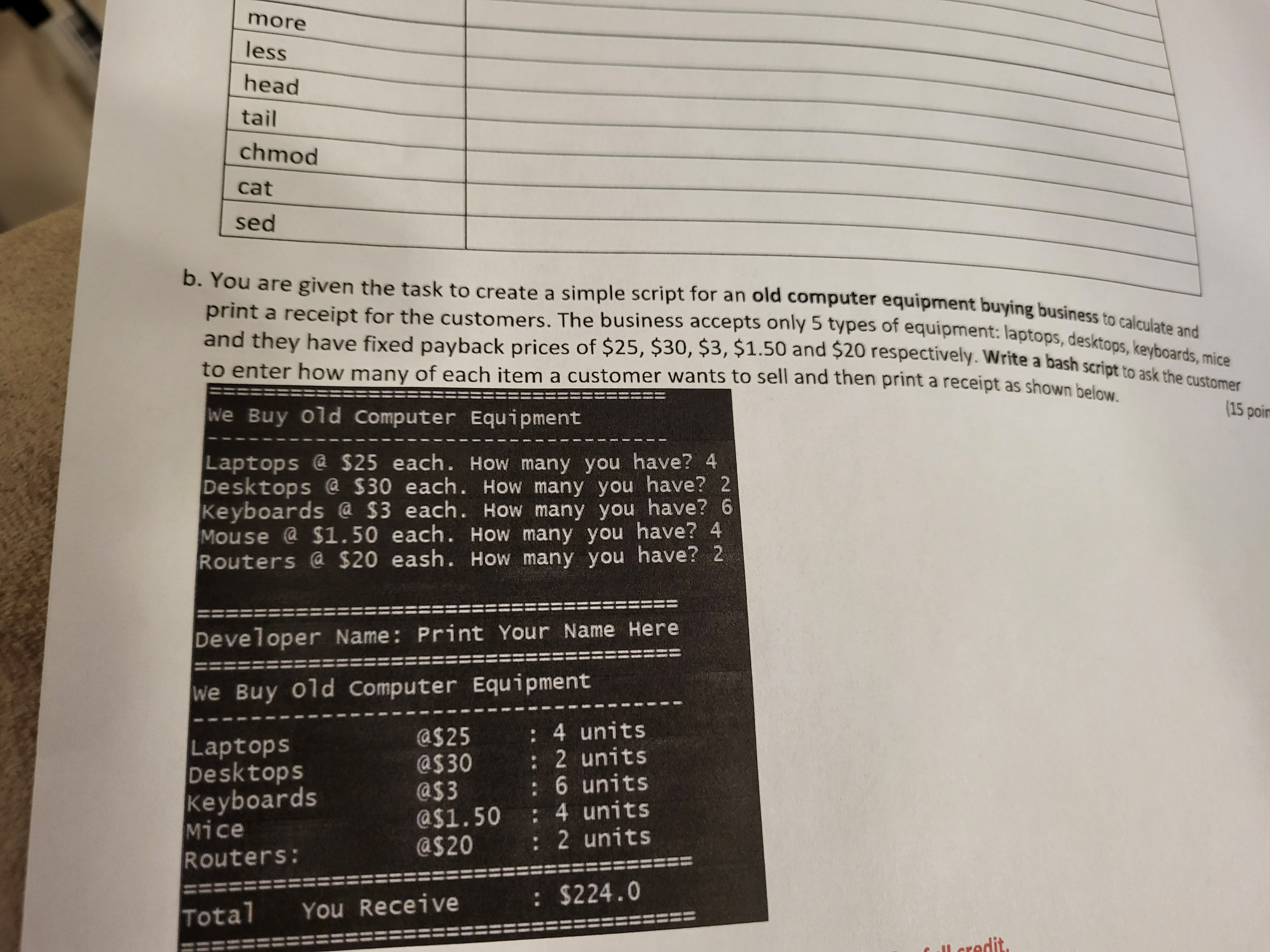 Solved You are given the task to create a somple script for | Chegg.com