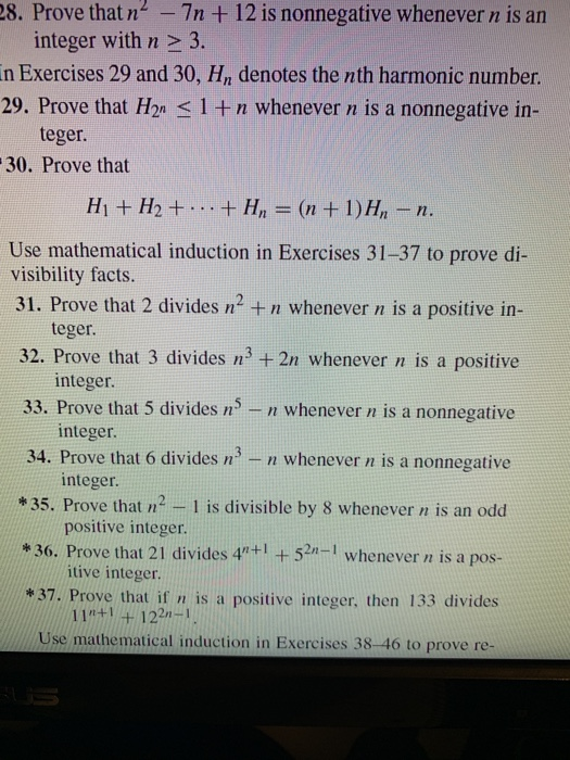 Solved 8 Prove That N 7n 12 Is Nonnegative Whenever N Is 