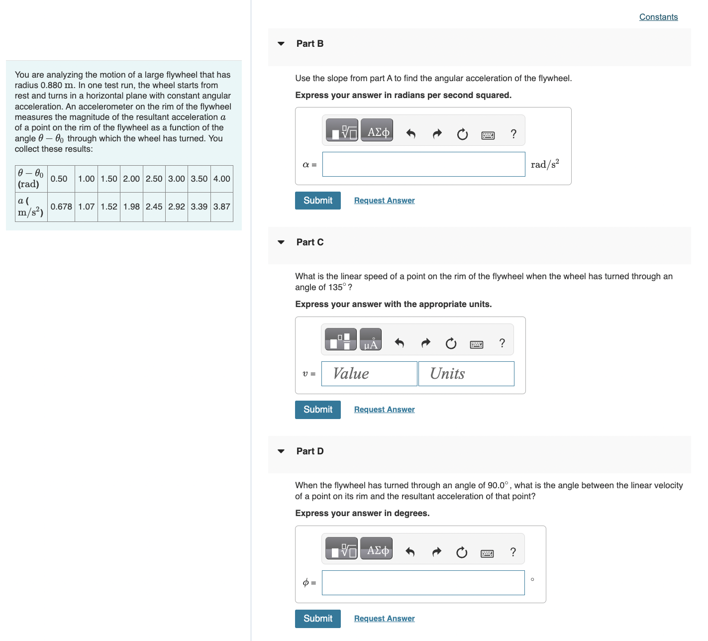 Solved You are analyzing the motion of a large flywheel that | Chegg.com