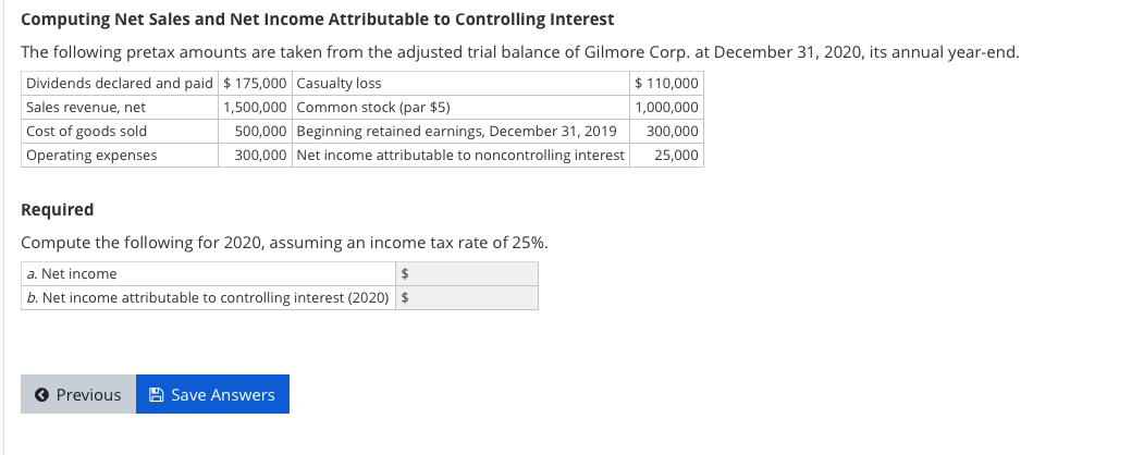 Solved Computing Net Sales and Net Income Attributable to | Chegg.com