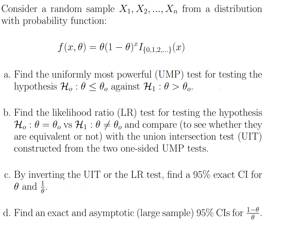 Solved Consider a random sample X1,X2,…,Xn from a | Chegg.com