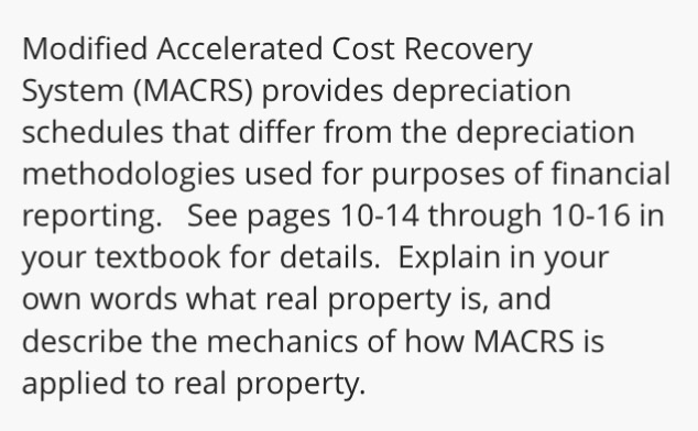 Solved Modified Accelerated Cost Recovery System (MACRS) | Chegg.com