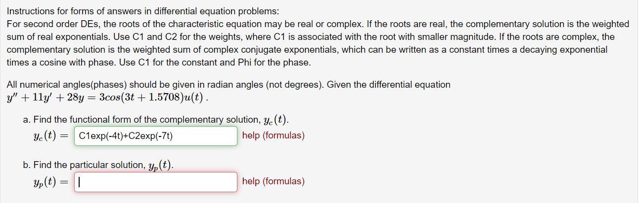 Solved Instructions for forms of answers in differential | Chegg.com