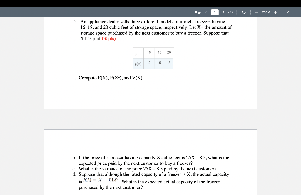 Solved 2. An appliance dealer sells three different models | Chegg.com