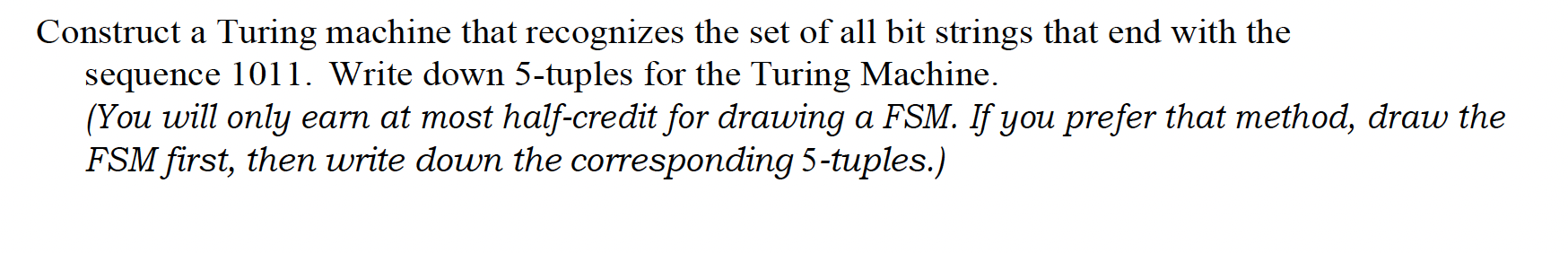 Solved Construct A Turing Machine That Recognizes The Set Of 
