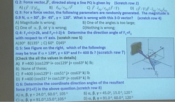 Solved Q 2: Force vector, F, directed along a line PQ is | Chegg.com