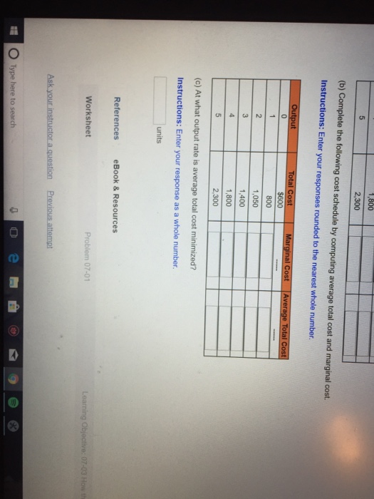 Solved Problem 07-01 (a) Complete the following cost | Chegg.com