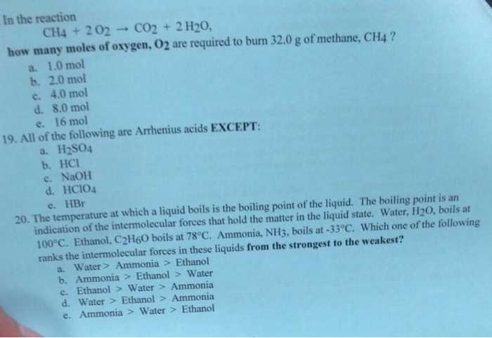 Solved In the reaction CH4 + 2O2 → CO2 + 2H2O, how many | Chegg.com