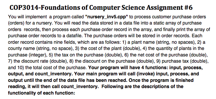 COP3014-Foundations of Computer Science Assignment #6 | Chegg.com
