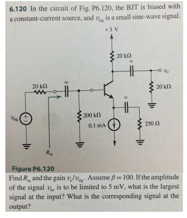 Solved 6.120 In the circuit of Fig. P6.120, the BJT is | Chegg.com