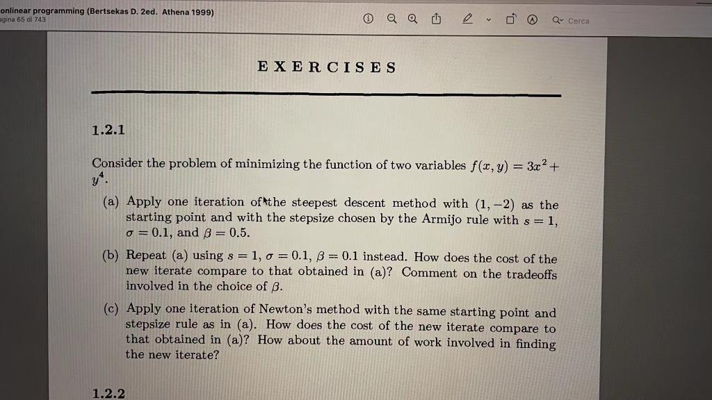 Solved Consider the problem of minimizing the function of | Chegg.com