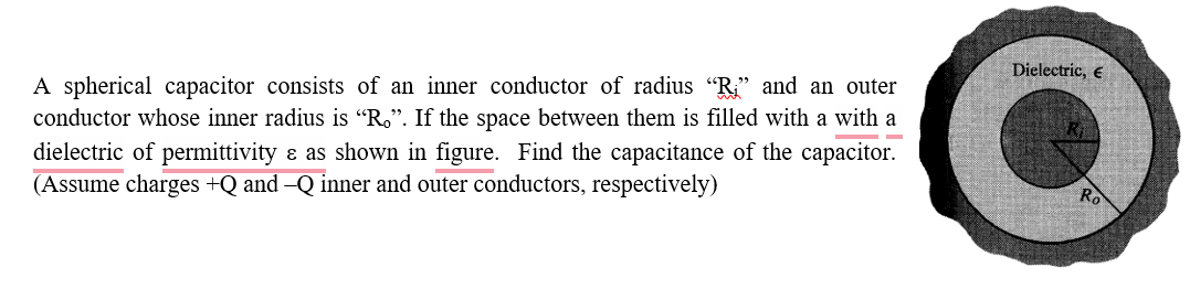 Solved A spherical capacitor consists of an inner conductor | Chegg.com