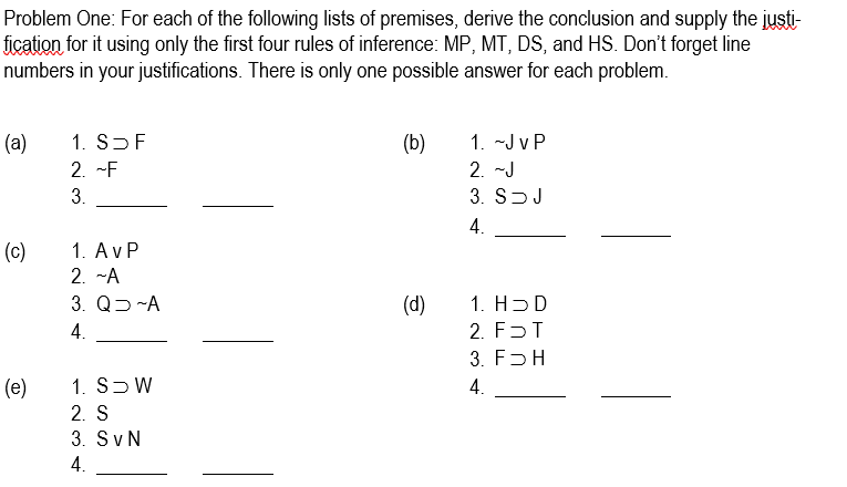Solved Problem One: For each of the following lists of | Chegg.com