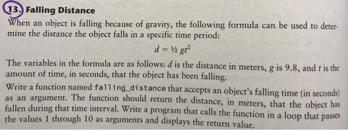 Solved 13 Falling Distance When an object is falling because | Chegg.com