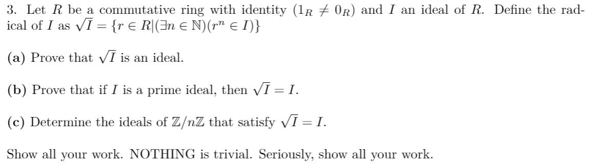 Solved 3. Let R be a commutative ring with identity (1R R) | Chegg.com