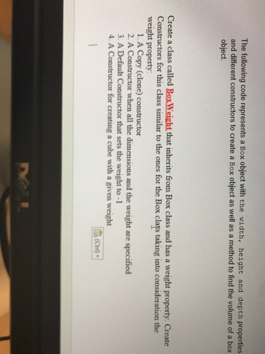 Solved The following code represents a Box object with the | Chegg.com