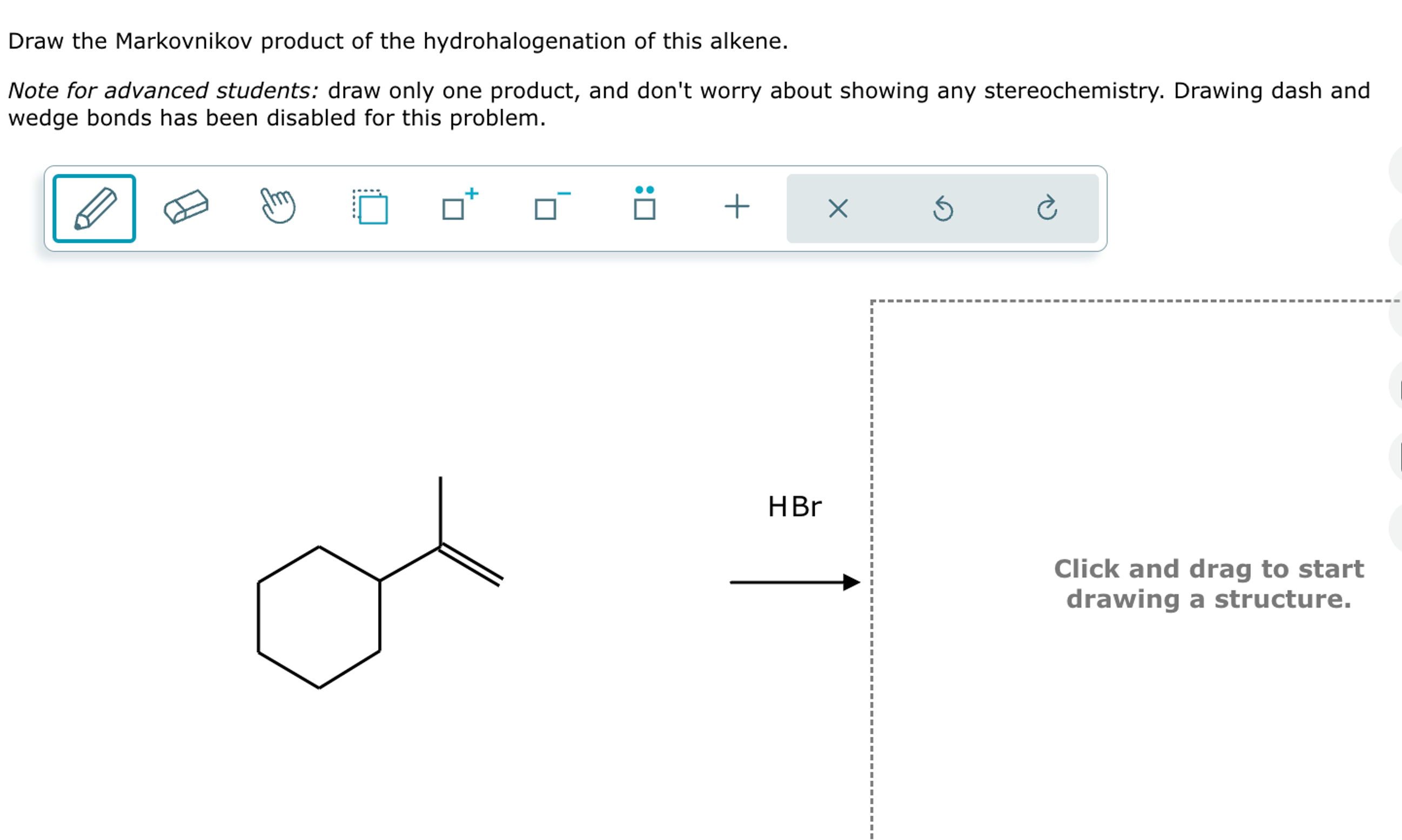 Solved Draw the Markovnikov product of the hydrohalogenation | Chegg.com