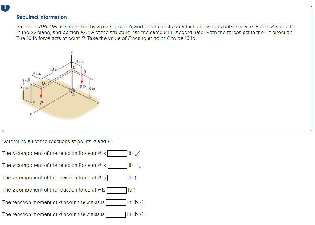 Solved Required information Structure ABCDEF is supported by | Chegg.com