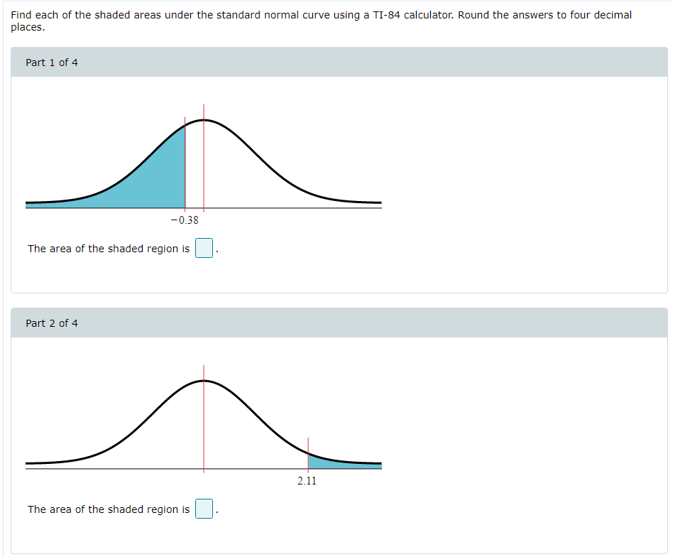 Solved Find each of the shaded areas under the standard | Chegg.com