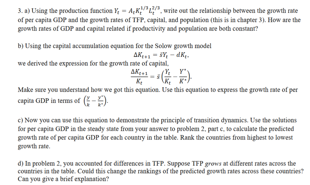 Solved 2 Predicting Steady States And Growth Rates