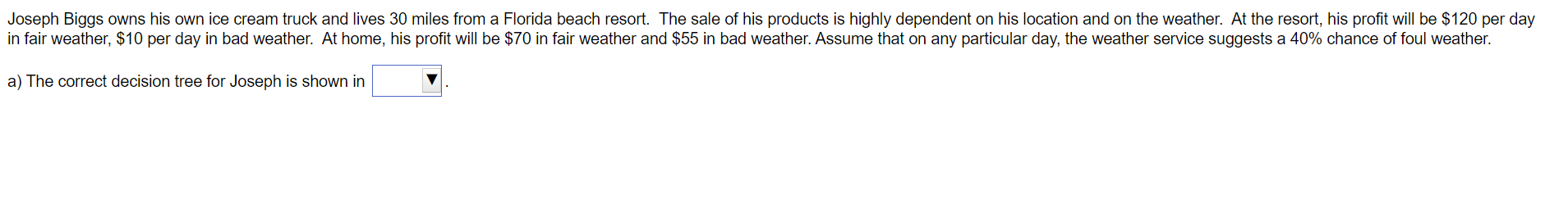 Solved Joseph Biggs owns his own ice cream truck and lives | Chegg.com