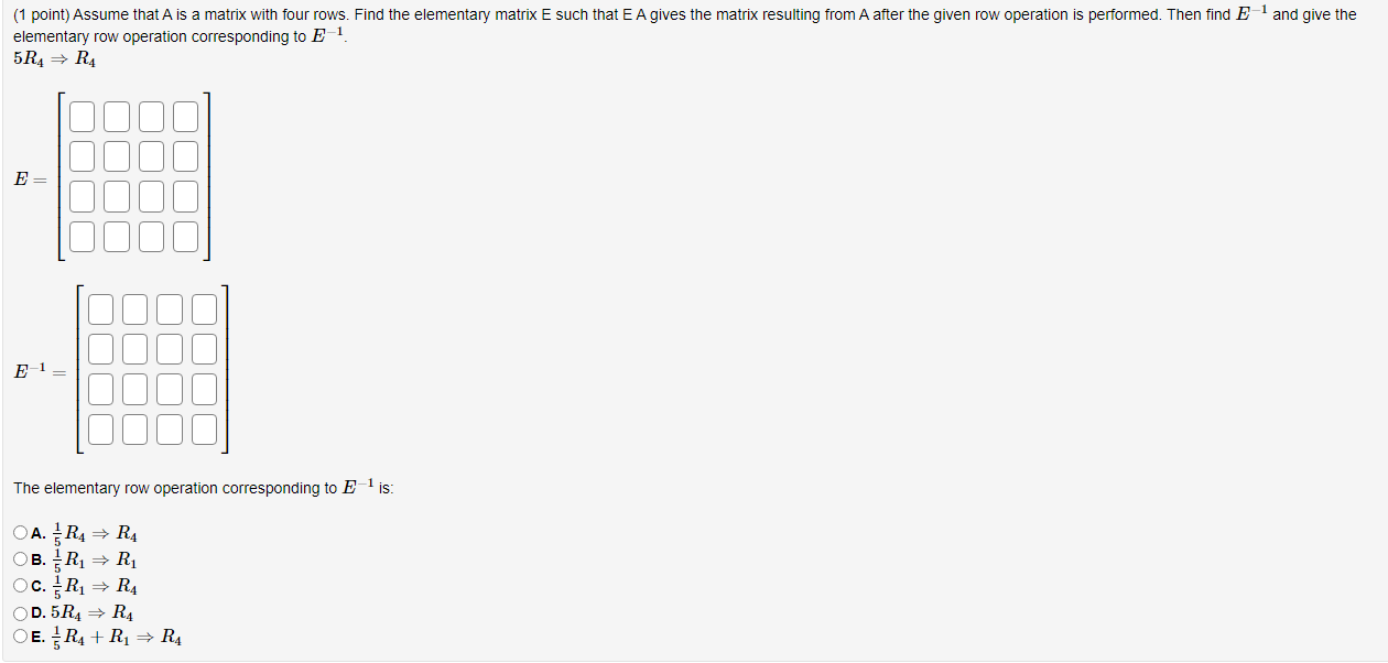 Solved (1 point) Assume that A is a matrix with four rows. | Chegg.com