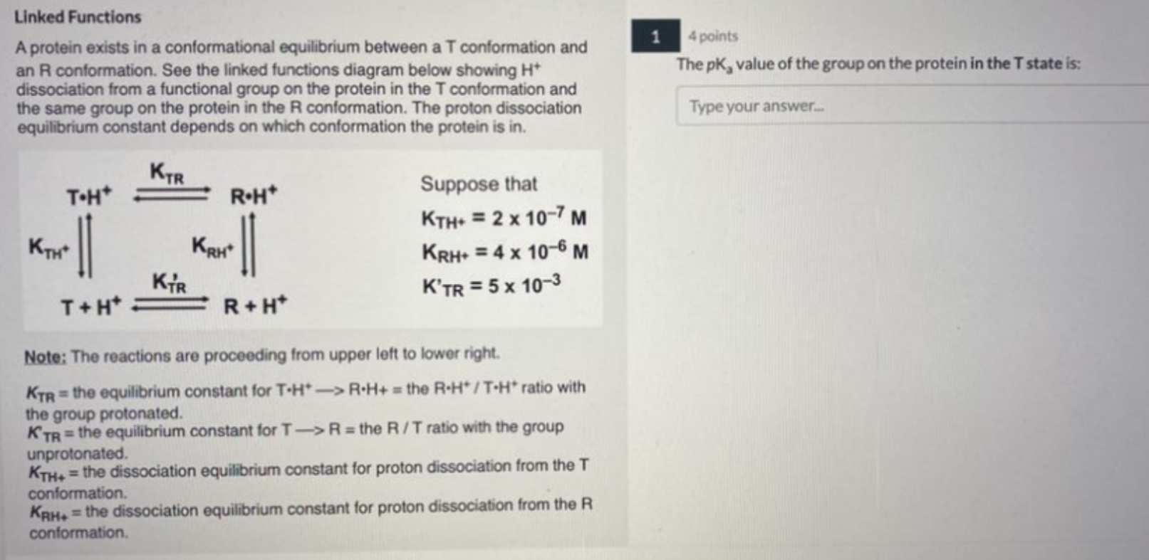 Solved Linked Functions A protein exists in a conformational | Chegg.com