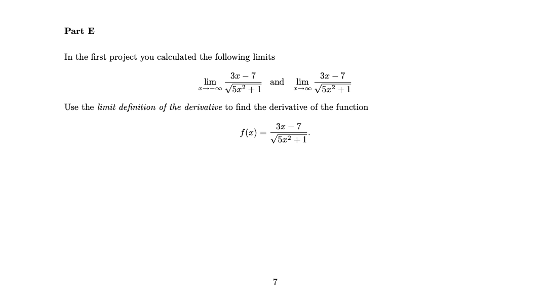 Solved Part E In the first project you calculated the | Chegg.com
