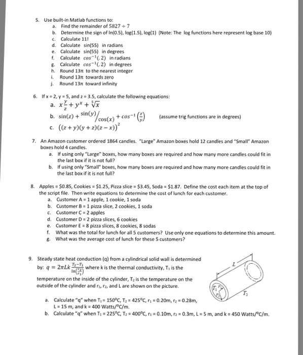 Solved 5. Use built-in Matlab functions to: a. Find the | Chegg.com