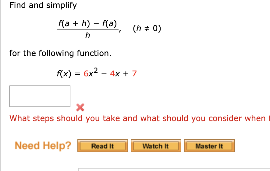 Solved Find and simplify hf(a+h)−f(a),(h =0) for the | Chegg.com