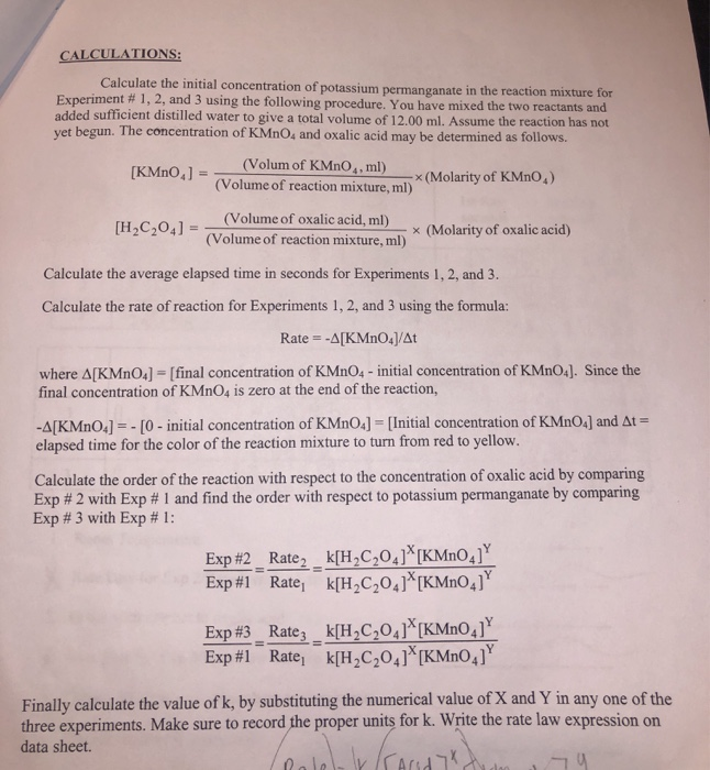Solved EXPERIMENT # 3 RATES OF CHEMICAL REACTIONS | Chegg.com