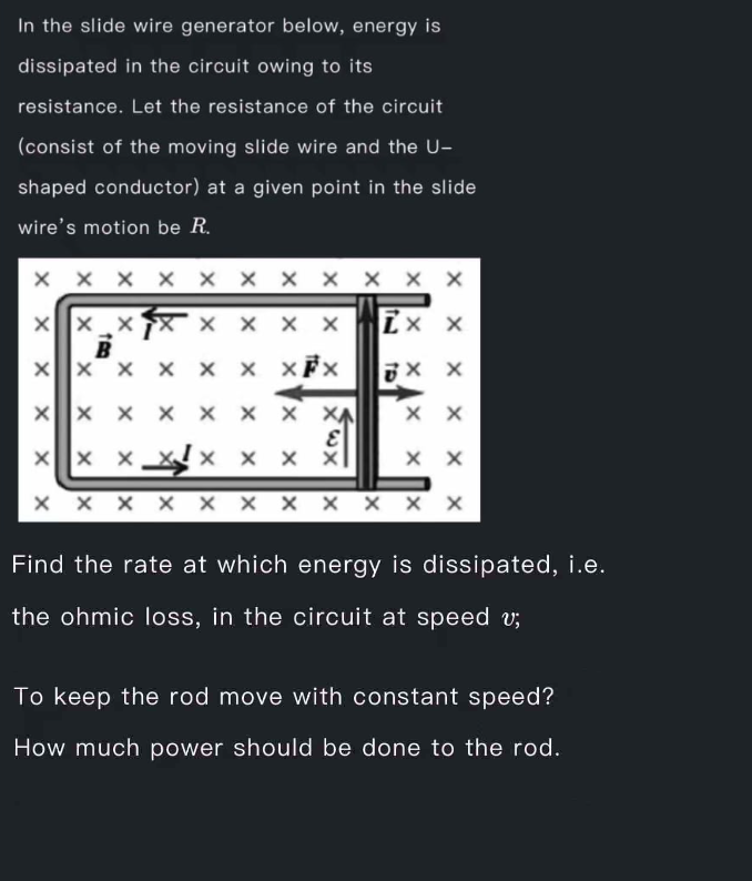 Solved In the slide wire generator below, energy is | Chegg.com