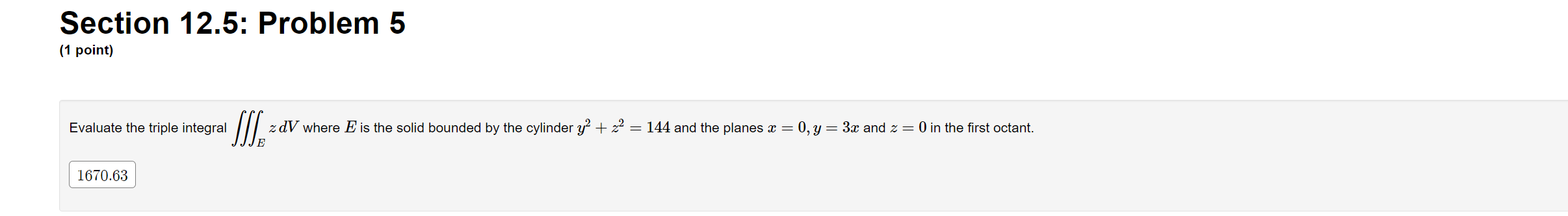 Solved Section 12.5: Problem 8 (1 point) Express the | Chegg.com