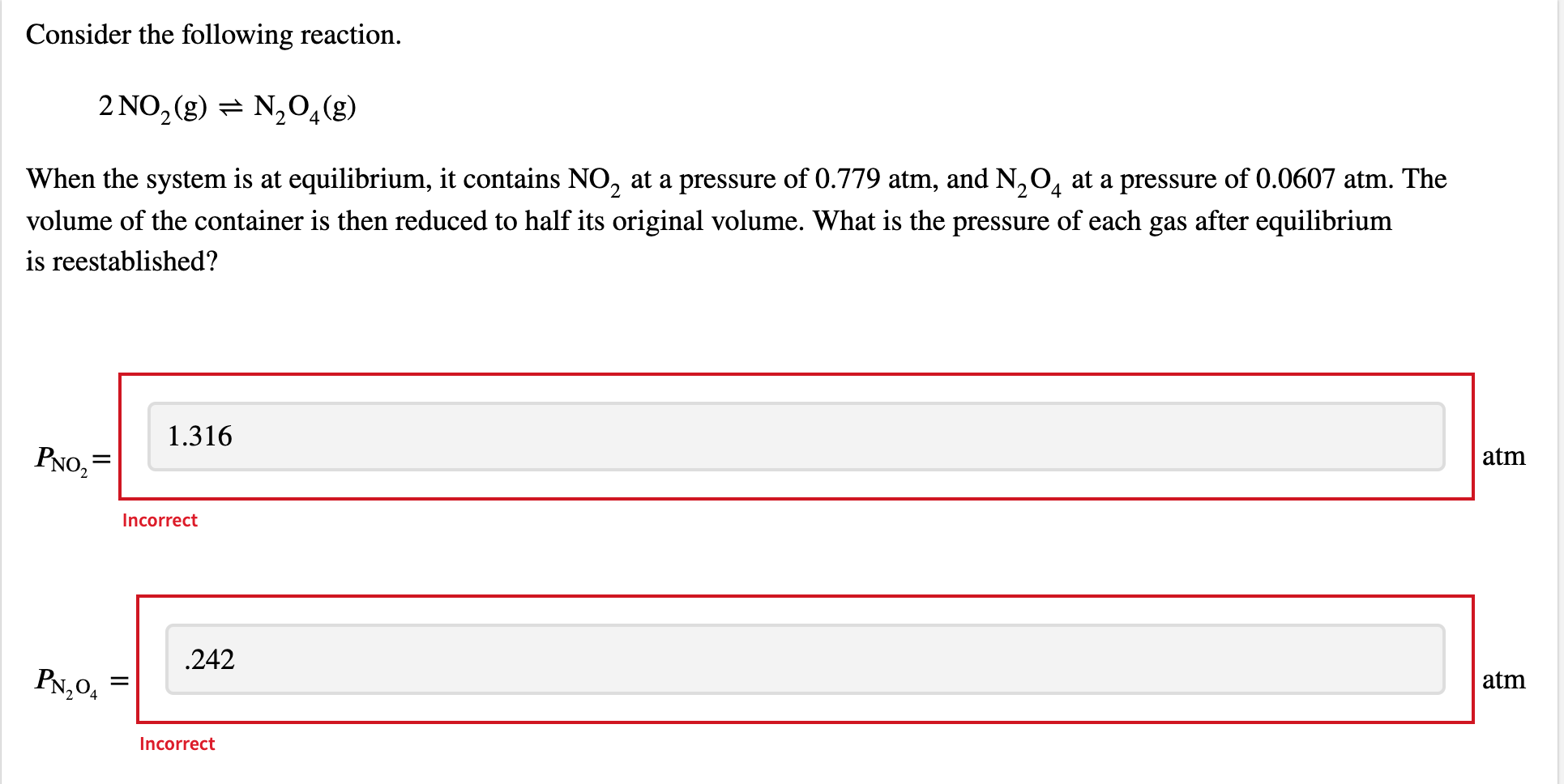 Solved Consider the following reaction. 2 NO2(g) = N2O4(g) | Chegg.com