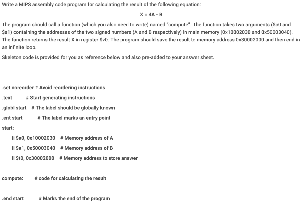 Solved Write A Mips Assembly Code Program For Calculating