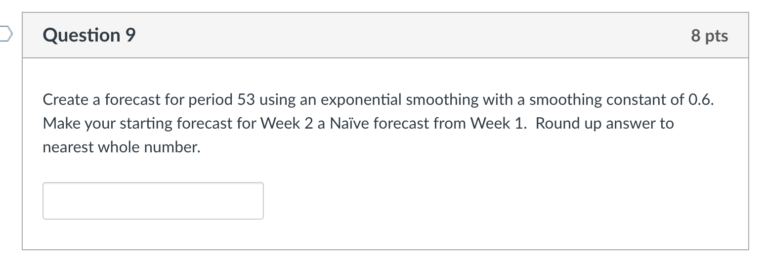 Solved Create a forecast for period 53 using an | Chegg.com